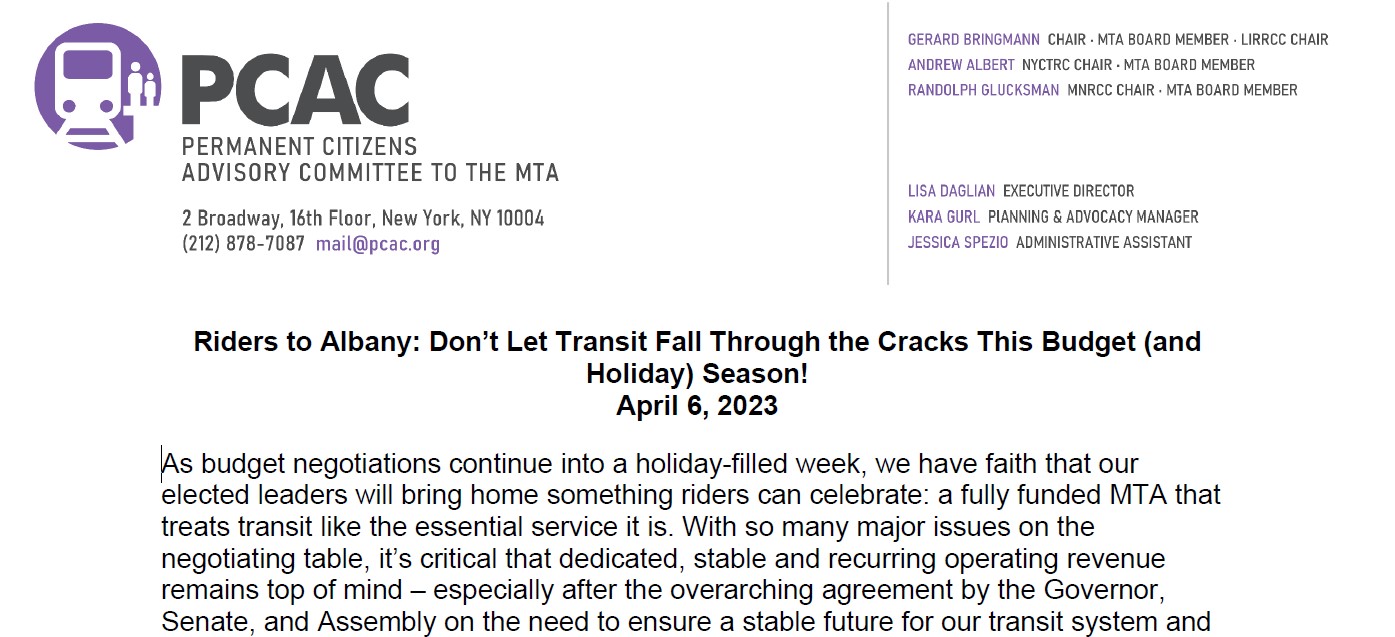 Riders to Albany: Don’t Let Transit Fall Through the Cracks This Budget ...