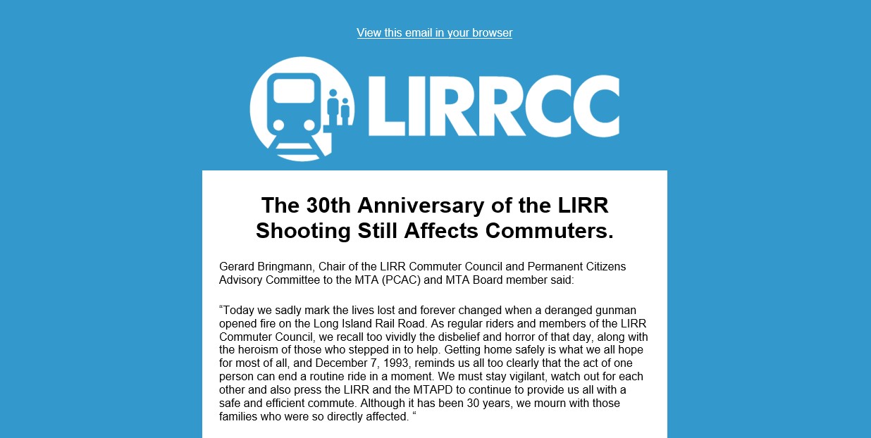 LIRRCC Statement: The 30th Anniversary Of The LIRR Shooting Still ...
