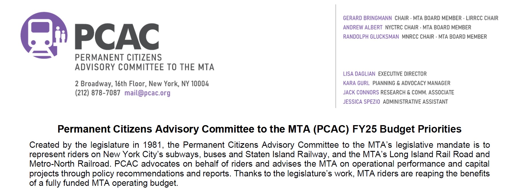 PCAC's FY2025 State Budget Priorities - PCAC